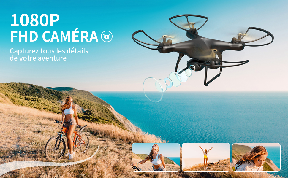 Drone SNAPTAIN SP650 avec Caméra 1080P ull HD 120° Grand Angle Réglable ...